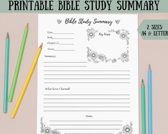 Printable Bible Chapter Summary - Print at Home Bible Journal Pages ...