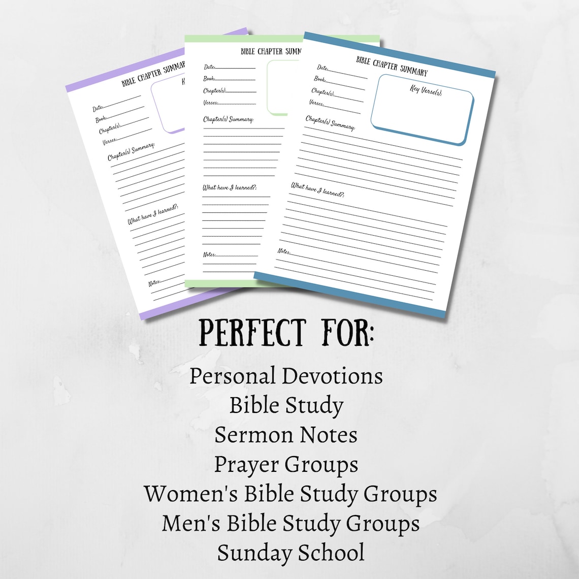 Bible Study Planner - Printable Bible Chapter Summary - Print at Home ...