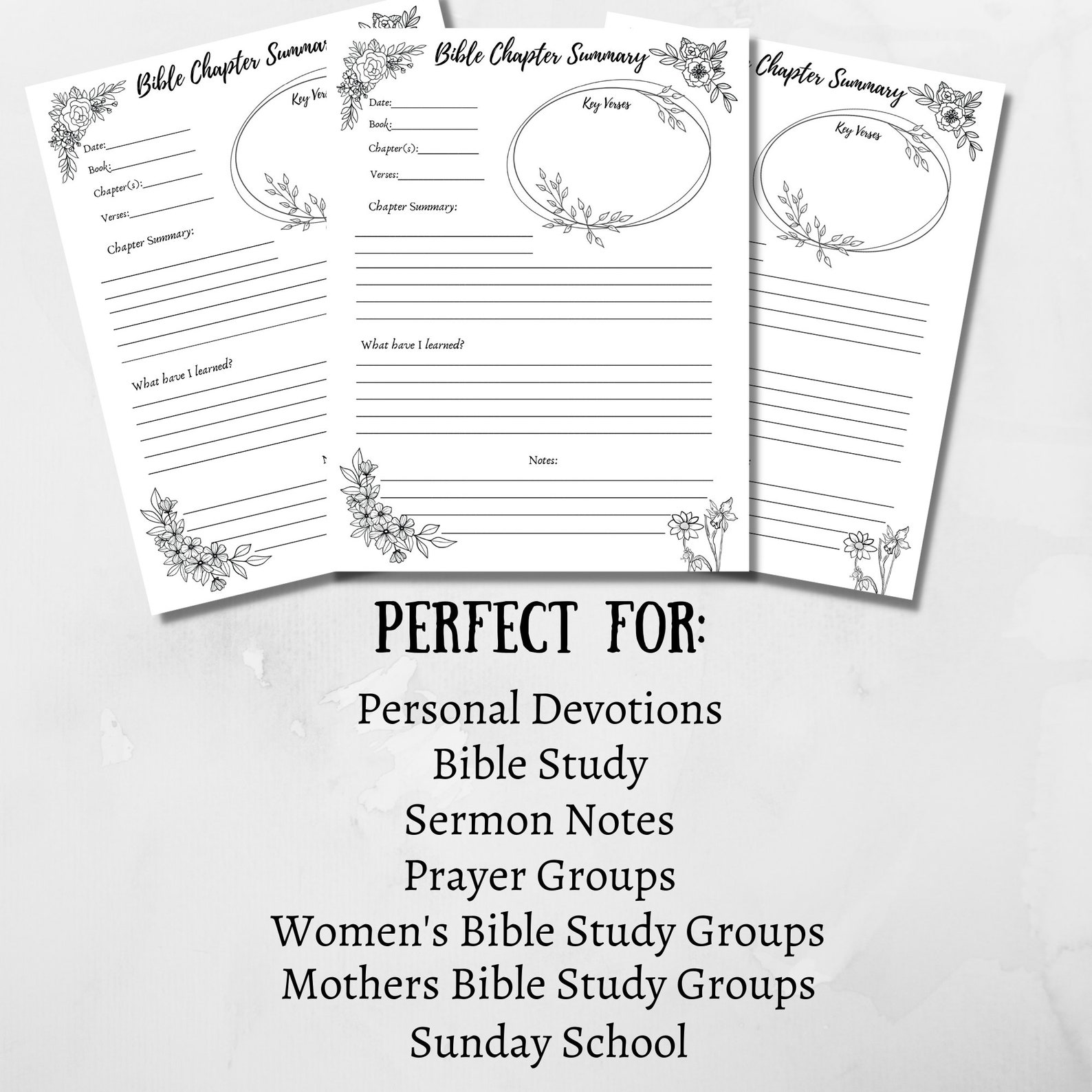 Printable Bible Chapter Summary - Print at Home Bible Journal Pages ...