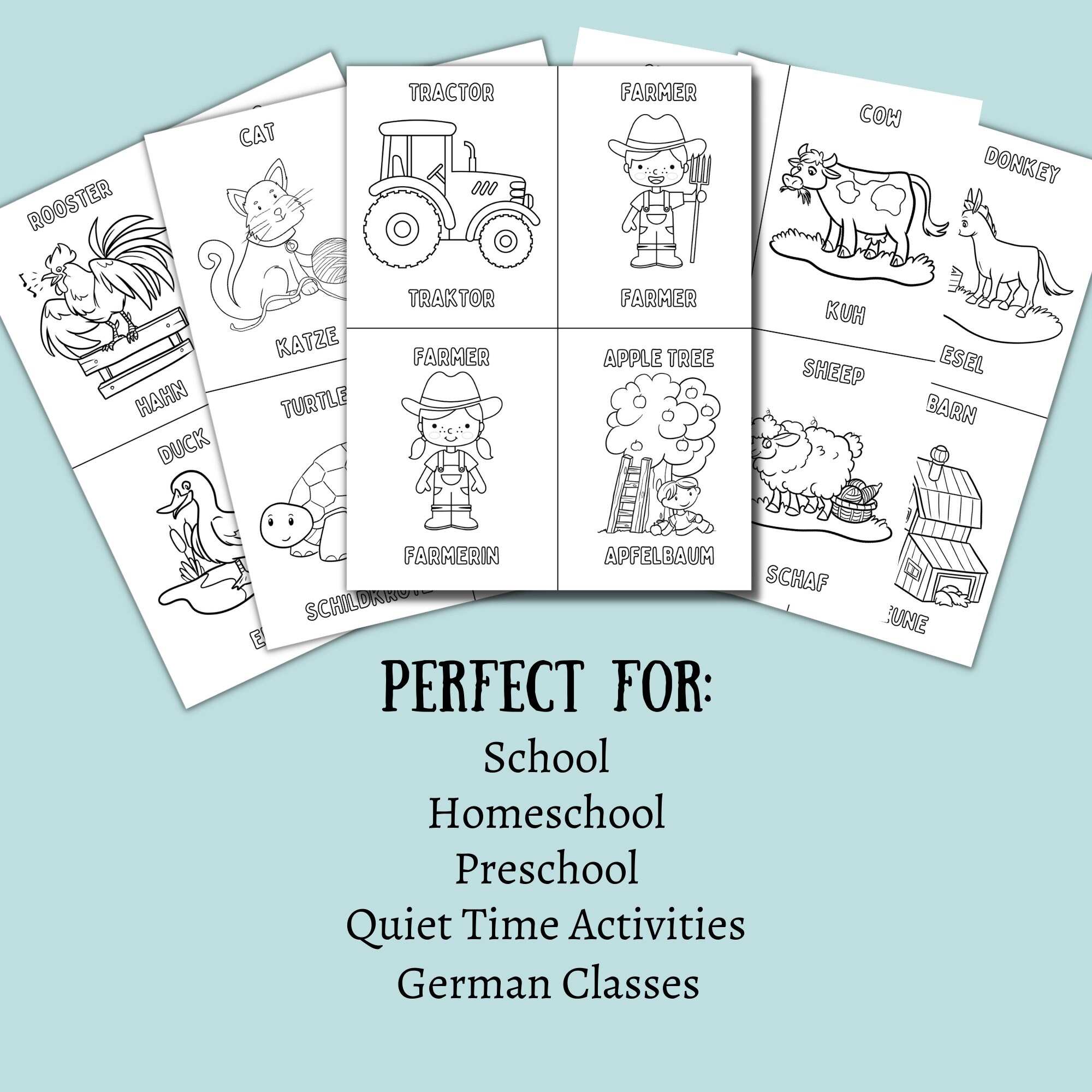 Printable German Flash Cards for Kids - Language Learning - Coloring ...