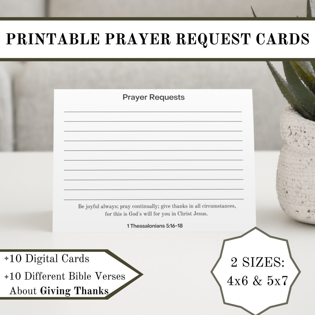 Printable Prayer Request Cards - Bible Verse Cards - Thanksgiving Cards ...