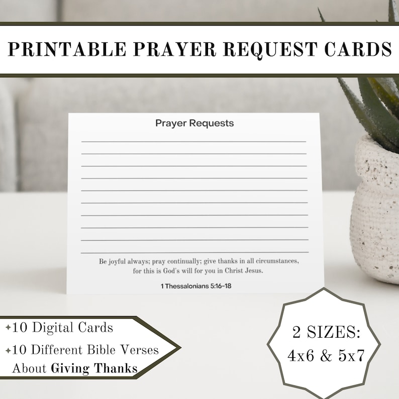 Printable Prayer Request Cards - Bible Verse Cards - Thanksgiving Cards ...