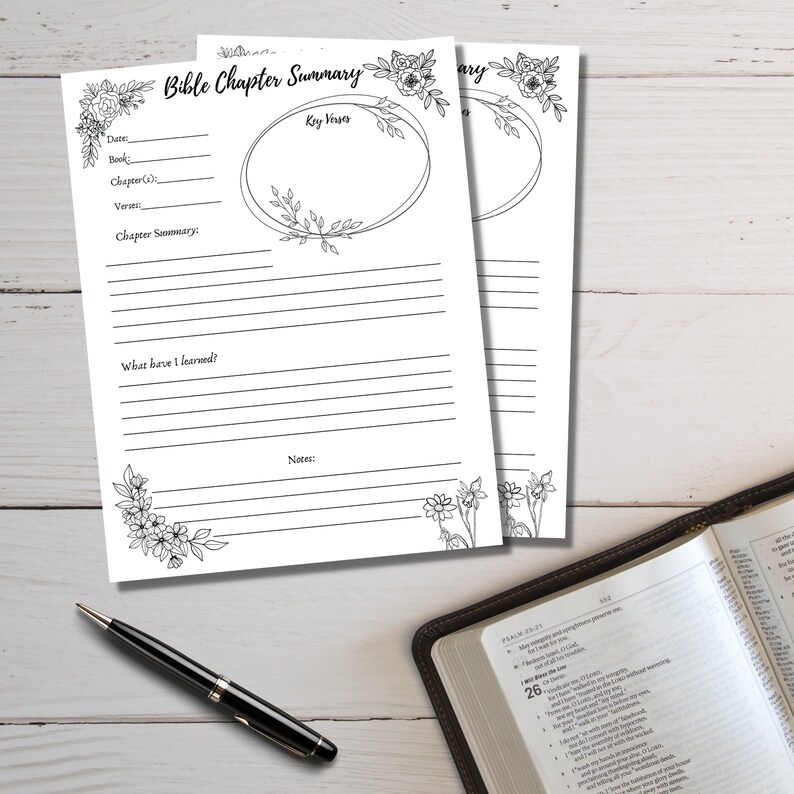 Printable Bible Chapter Summary - Print at Home Bible Journal Pages ...
