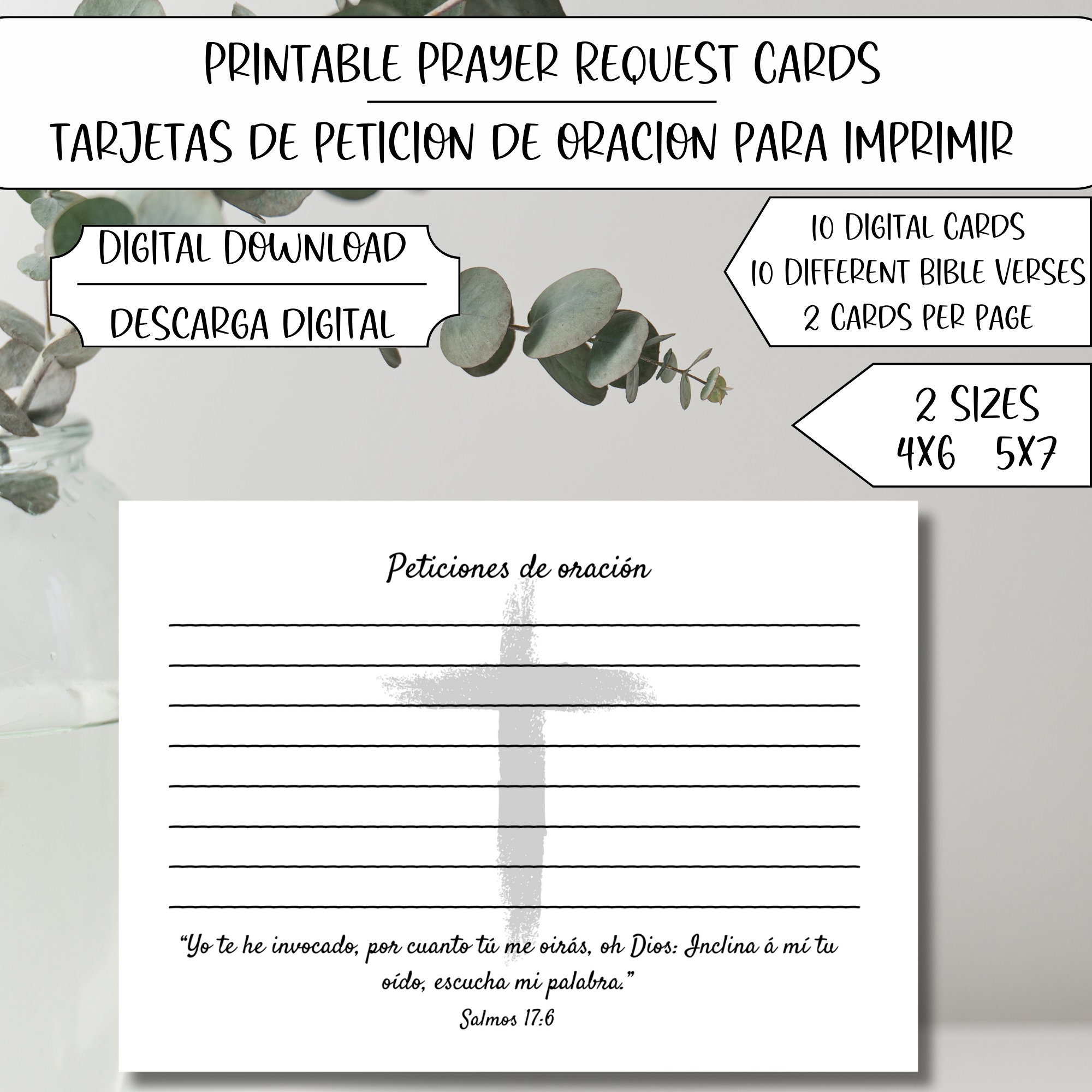 Printable Prayer Request Cards in Spanish - Tarjetas De Petición De ...