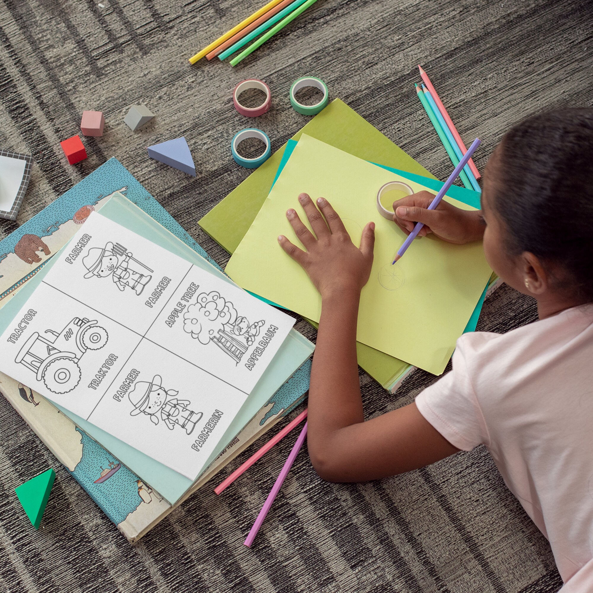 Printable German Flash Cards for Kids Language Learning Coloring Pages ...