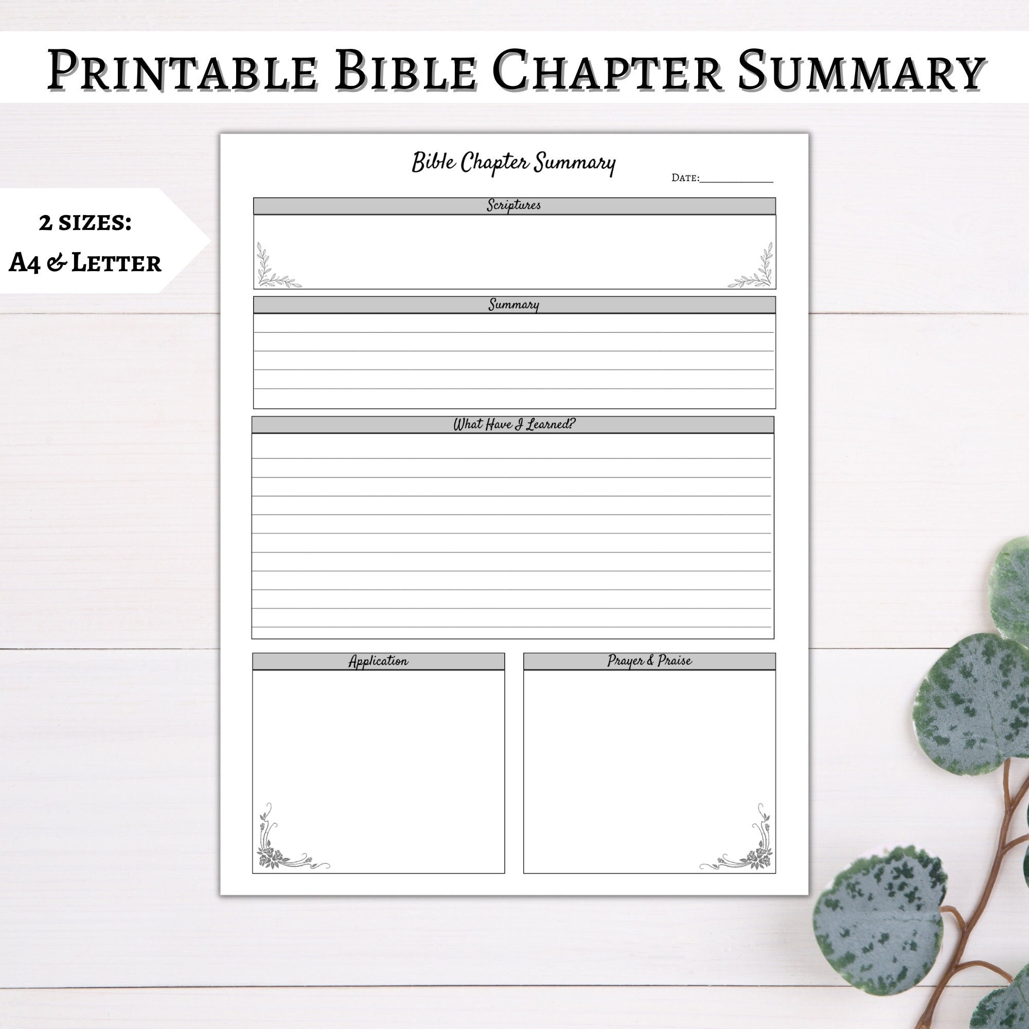 Printable Bible Chapter Summary - Print at Home Bible Journal Pages ...