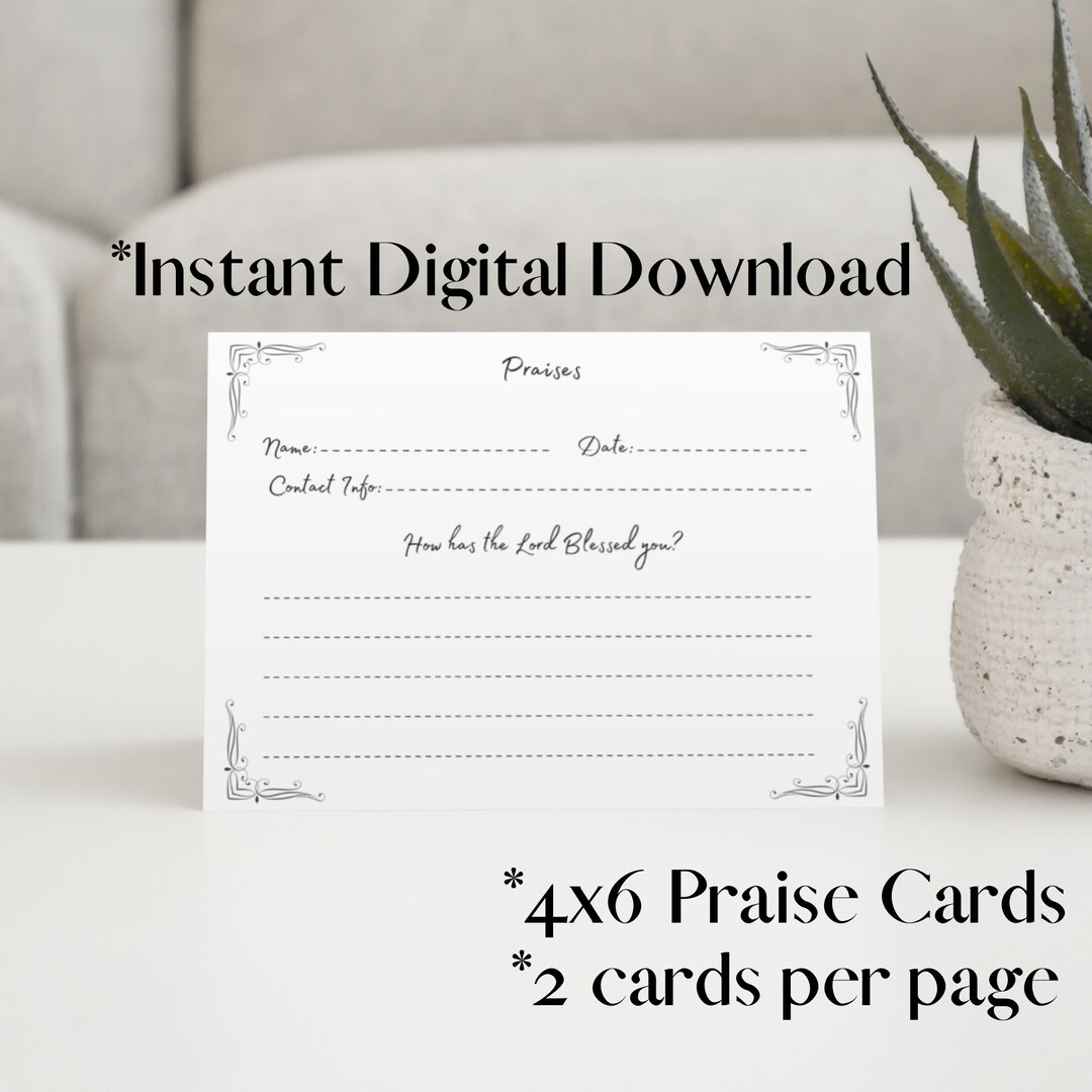 Printable Prayer Praise Cards – Bible Study, Small Group (digital ...