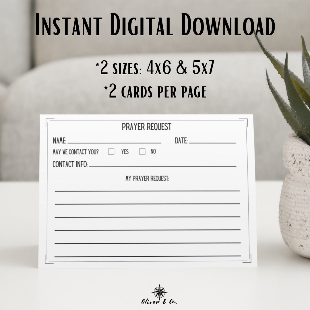 Printable Prayer Request Cards - Blank Prayer Request Cards - Prayer ...