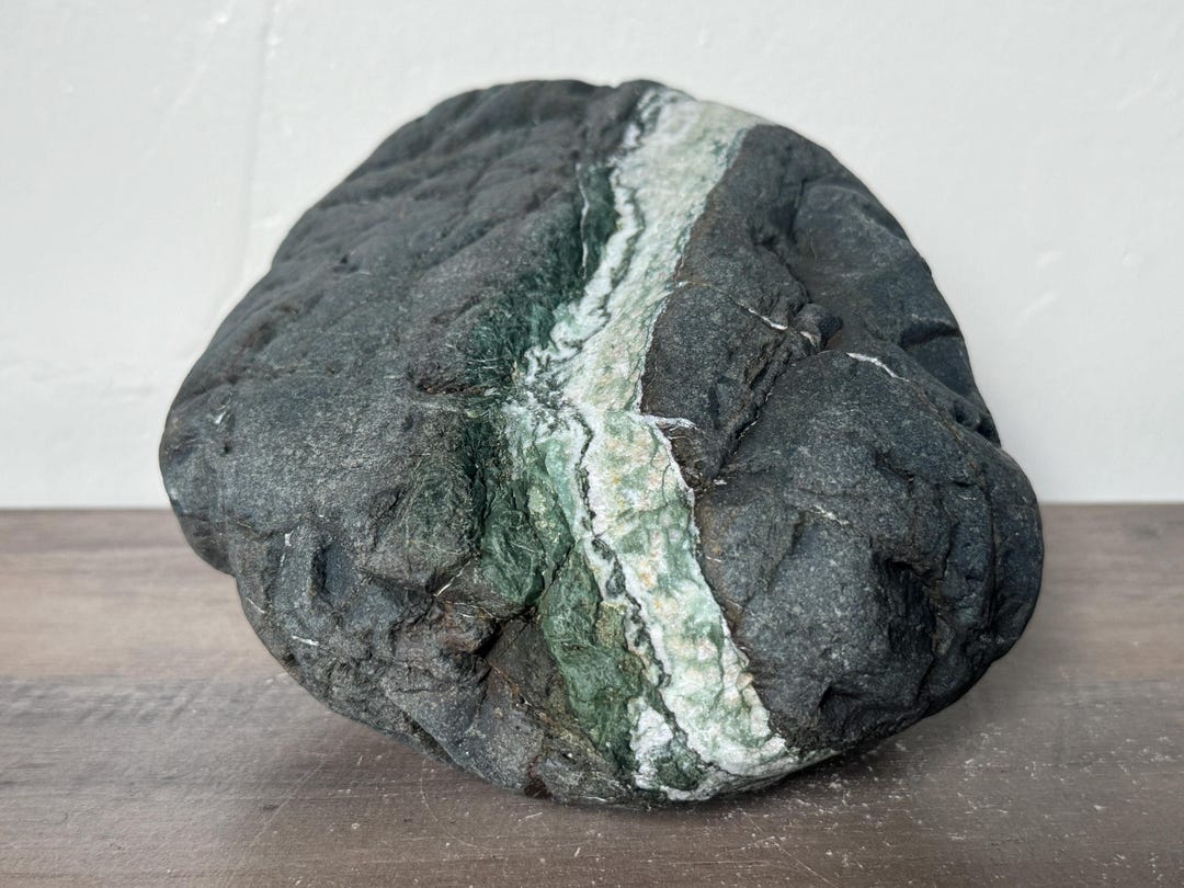 10 Lb Natural STRIPED WISHING STONE Dark Grey Rock White Stripe Band ...