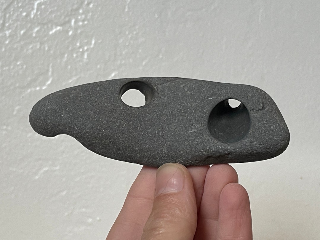 2oz Genuine HOLEY HAG STONE Holed Rock Through Hole Ocean Pebble Hex ...