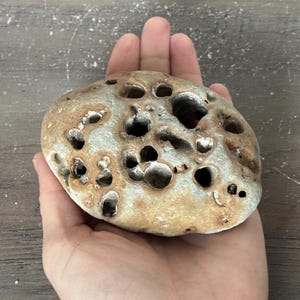 7oz Genuine HOLEY HOLED STONE Natural Indent Void Hole Indentation ...