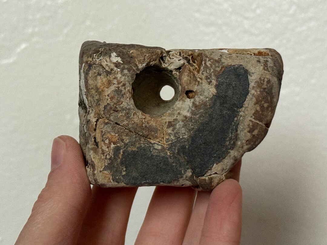 5 Oz Genuine HOLEY HAG STONE Natural Hole Indent Crevice Pebble Odin ...