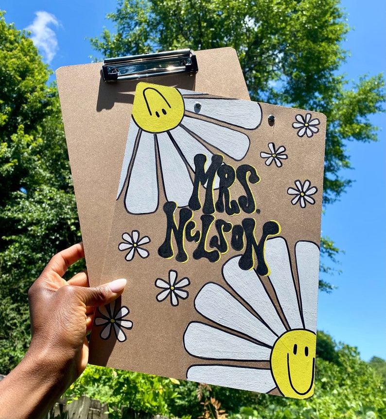 Custom Retro Smiley Daisy Flower Clipboard 70s Custom - Etsy