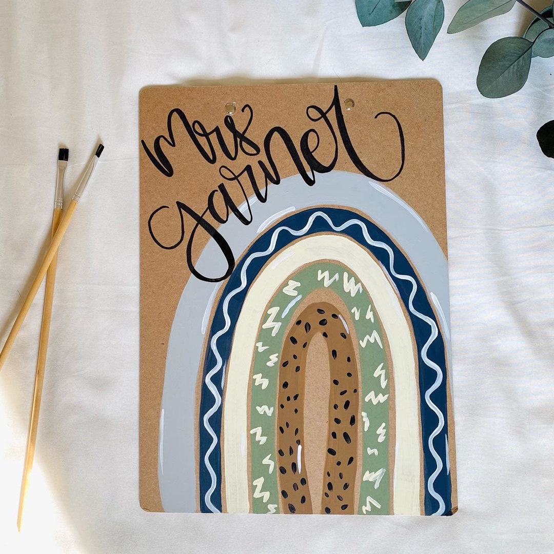 Custom Boho Rainbow Clipboard, Custom Clipboard, Teacher Clipboard ...
