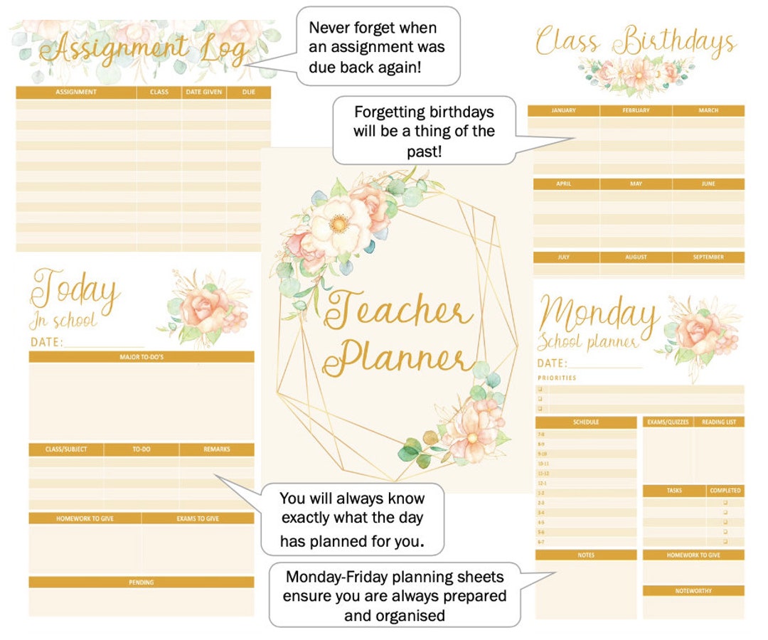 Teacher Planner Printable Online and Digital Planner - Etsy