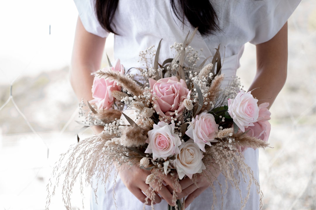 Boho Bridal Bouquet / Pink Wedding Bouquet / Blush Pink Bridal Bouquet ...