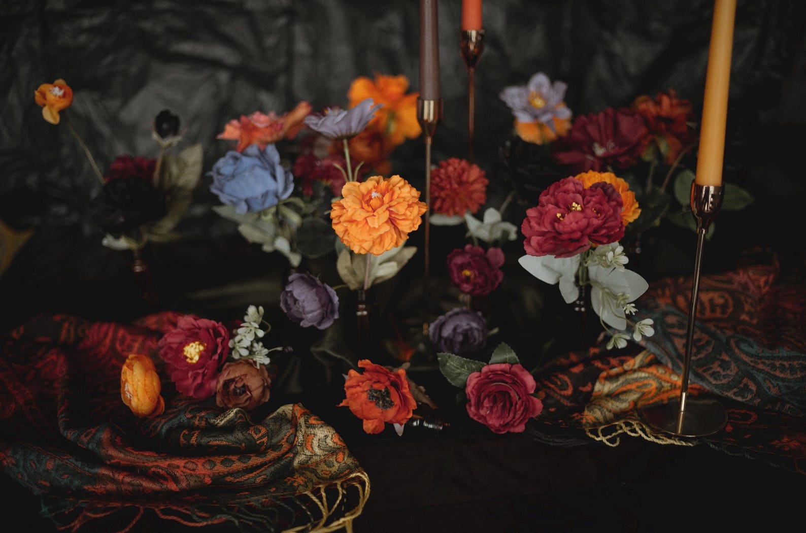 Mixed Silk Flower Centerpiece: Gothic Halloween Wedding Table Decor - Etsy