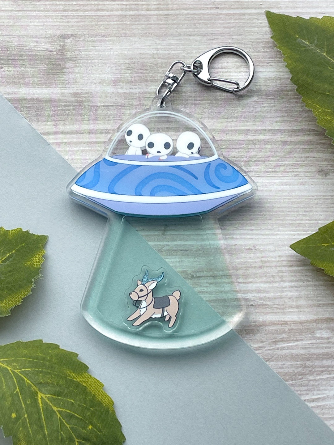 Kodama UFO Shaker Acrylic Keychain Kawaii Anime Keychain Cute Double ...