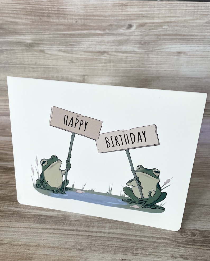 Cute Frogs Happy Birthday Card Small Greeting Card - Etsy