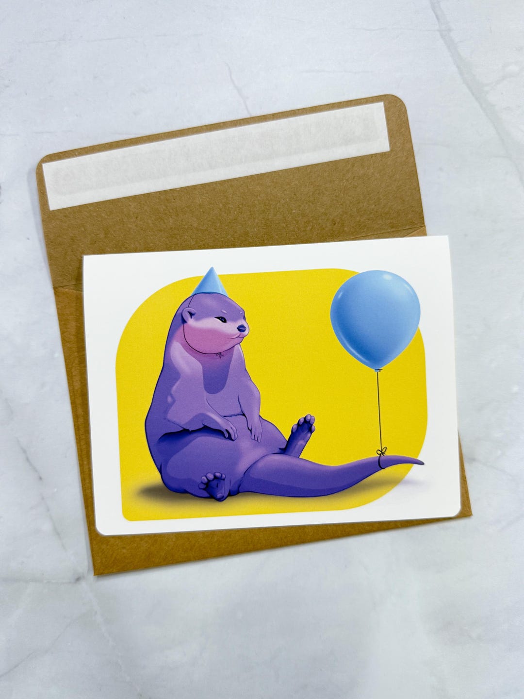 Cute Otter Balloon Small Greeting Card Sea Otter Birthday Card - Etsy