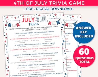 Fourth of July Trivia Game | 4th of July Printable Party Game ...