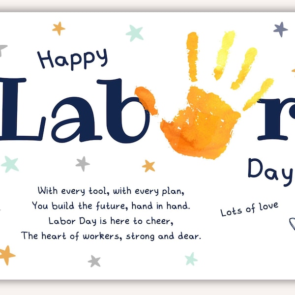 Labor Day Craft, Handprint Craft, Labor Day Thank You Printable ...