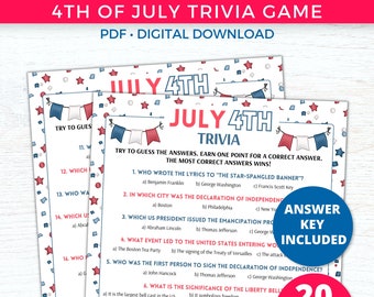 4th of July Trivia, 4th of July Game, US States Game, American Trivia ...
