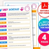 Editable Pre-k Daycare Schedule, Daycare Forms, Daily Routine, Home ...