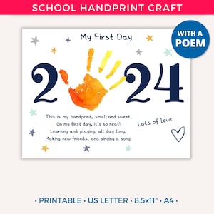 My First Day of School Handprint Printable Craft, Back to School ...