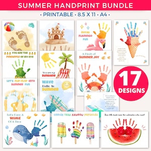 Summer Handprint Printable Craft Bundle, Summer Handprint Art ...