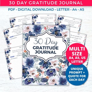 30 Day Gratitude Journal Printable Gratitude Journal Prompts, Gratitude ...