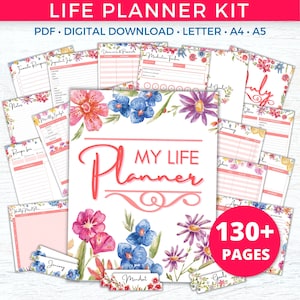 Home Management Binder Printable, Floral Digital Life Planner ...