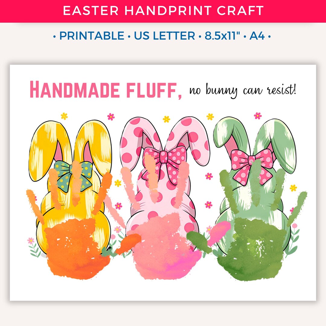 Easter Handprint Art Craft, Easter Bunny Spring Handprint, DIY ...