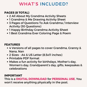 All About My Grandma Coloring Page, Grandma Printable Grandparents Day ...