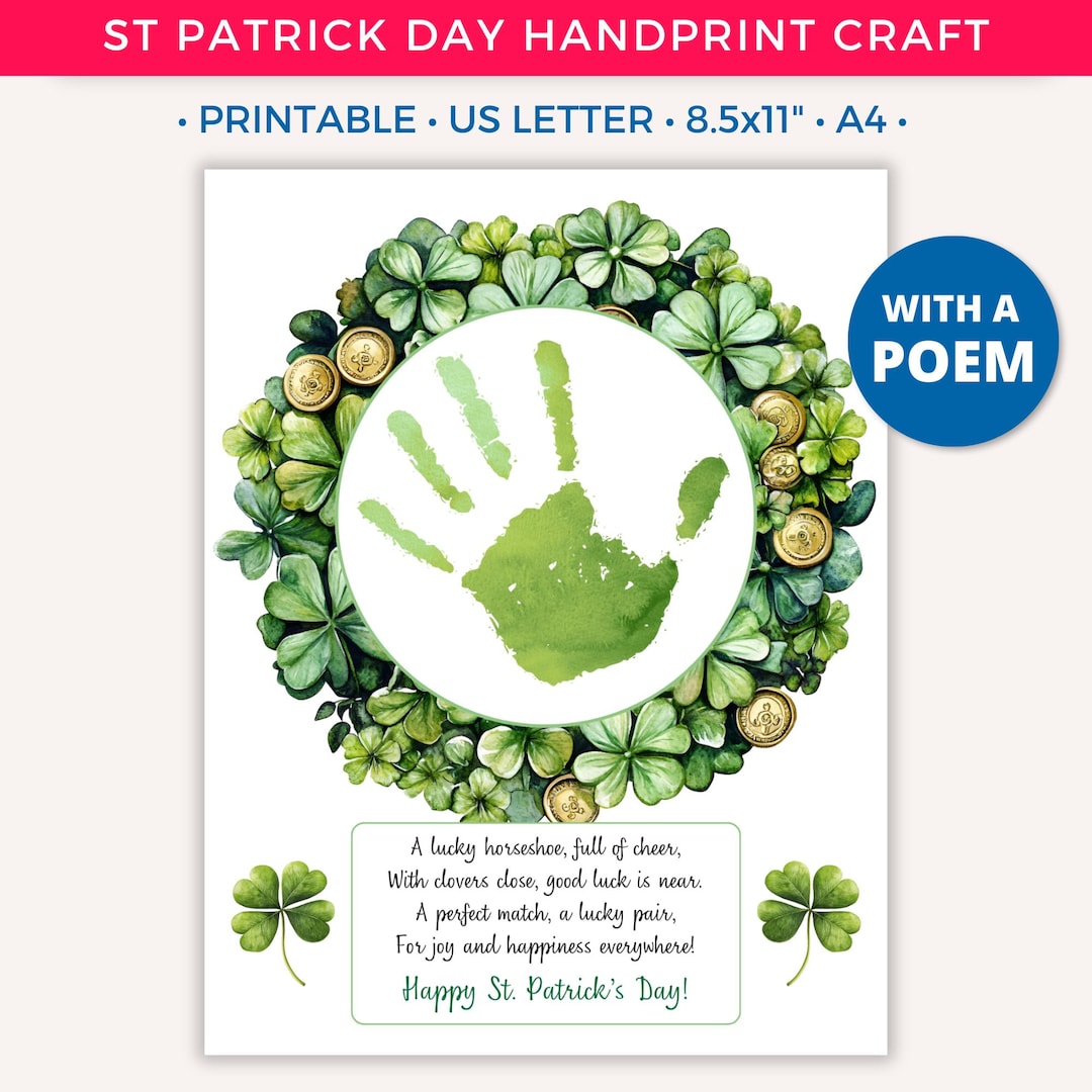 St Patricks Day Handprint Craft, Printable Handprint Art for Kids ...