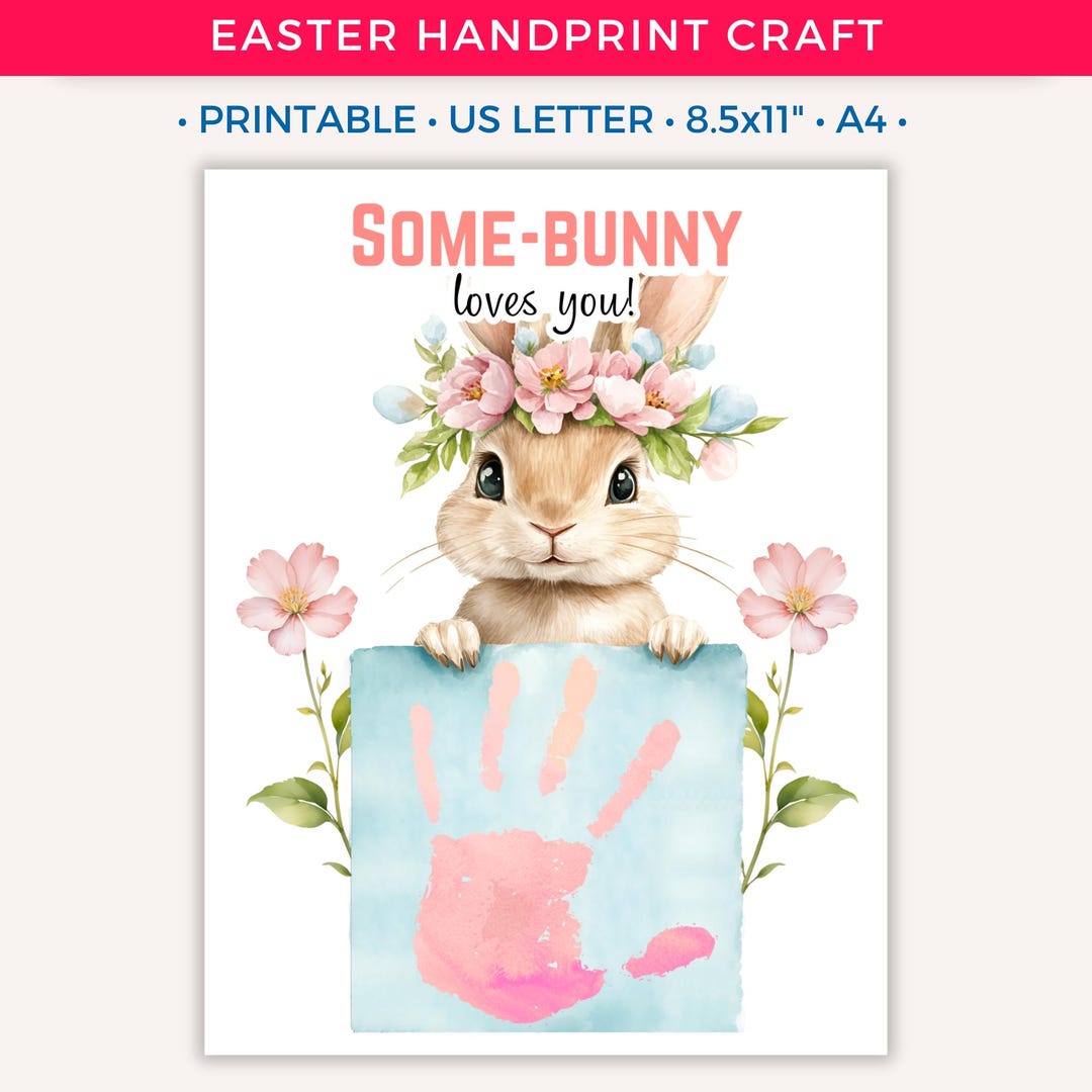 Easter Handprint Art Craft, Easter Some Bunny, Spring Handprint, DIY ...