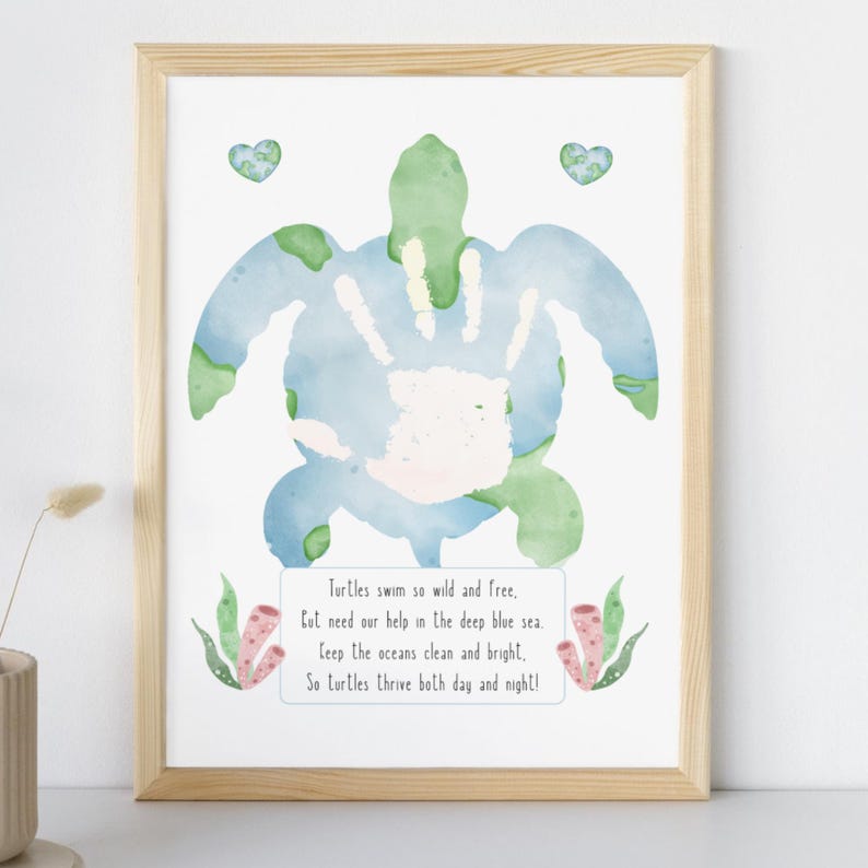 Turtle Earth Day Handprint Craft Art for Kids Toddler, Printable DIY ...