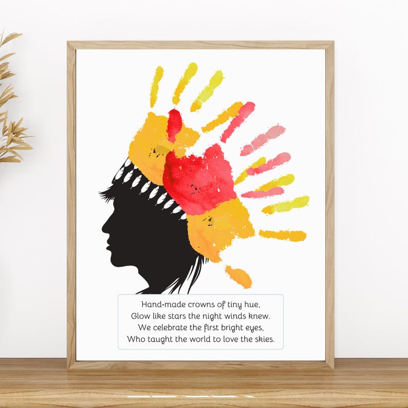 Native American Headdress Handprint Crafts Art for Kids, Native ...
