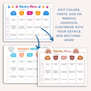 In Home Daycare Weekly + Monthly Menu Template, Editable Daycare Menu ...