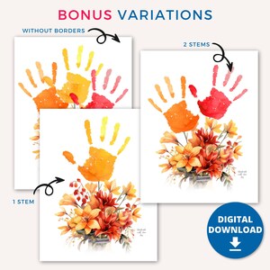 Fall Handprint Flower Art, Fall Handprint Craft Printable for Toddler ...