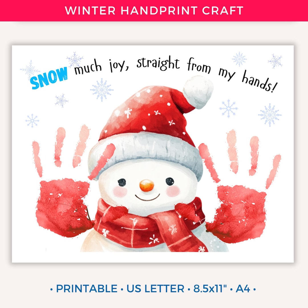 Christmas Snowman Handprint Craft, Christmas Handprint Art Printable ...