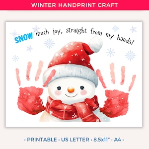 Christmas Snowman Handprint Craft, Christmas Handprint Art Printable ...