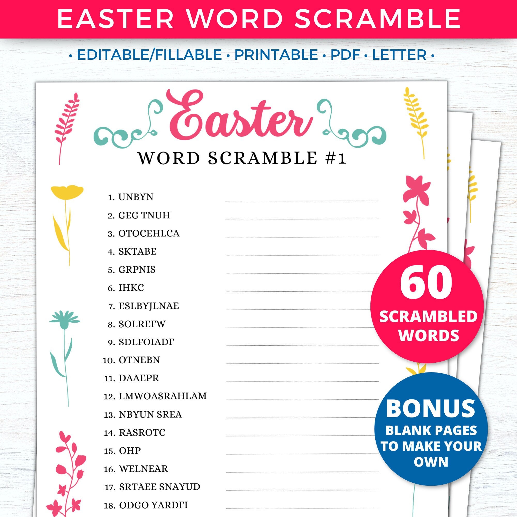 Easter Word Scramble Game, Easter Party Games, Printable Activity Games ...