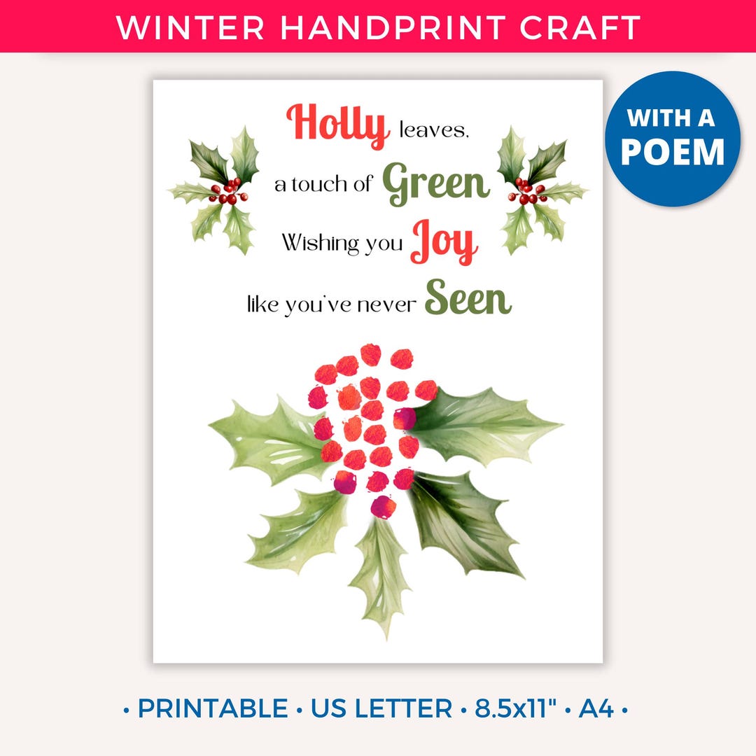 Christmas Handprint, Christmas Printable Handprint Craft Art, Christmas ...