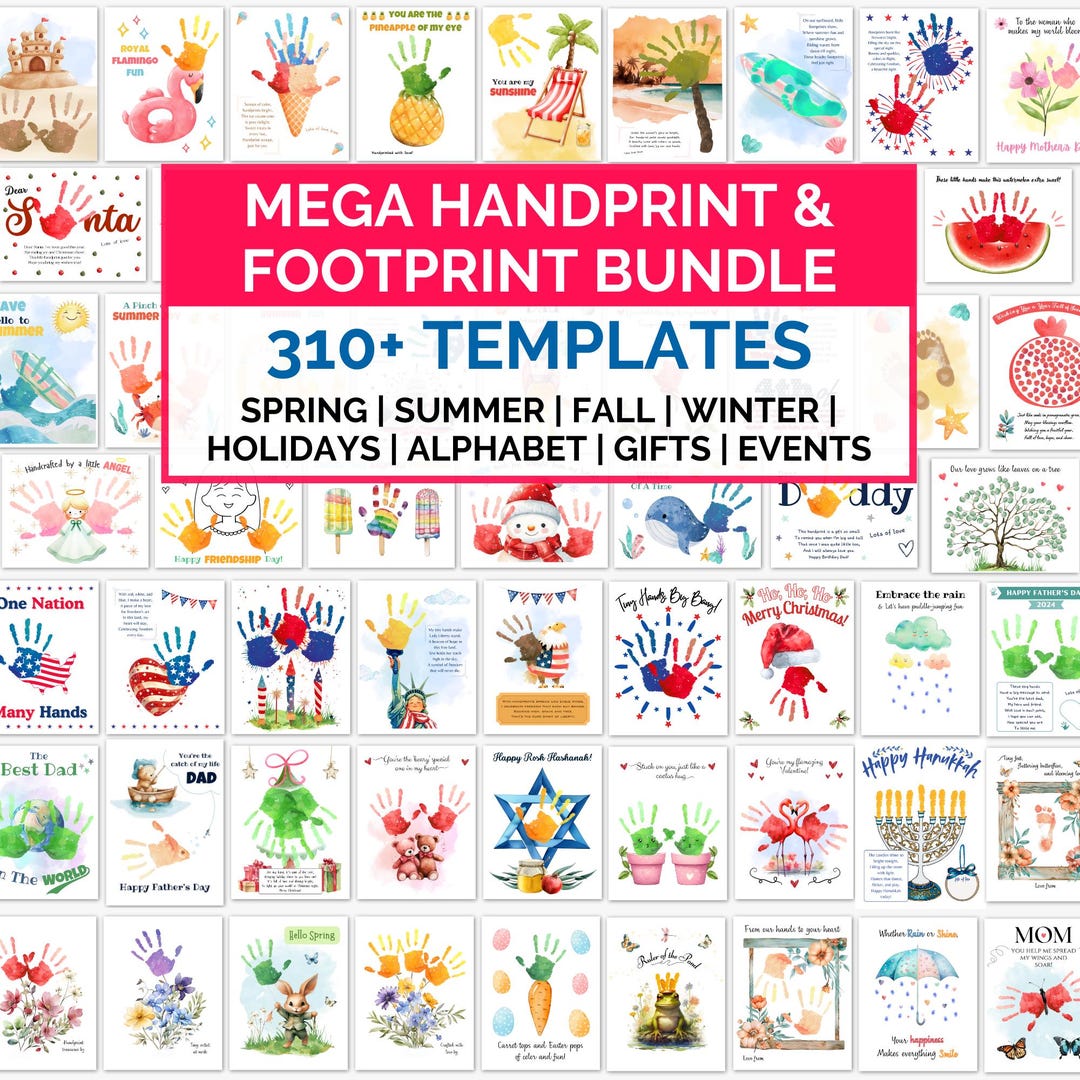 Mega Handprint Craft Bundle, Handprint Craft for Kids Toddler ...