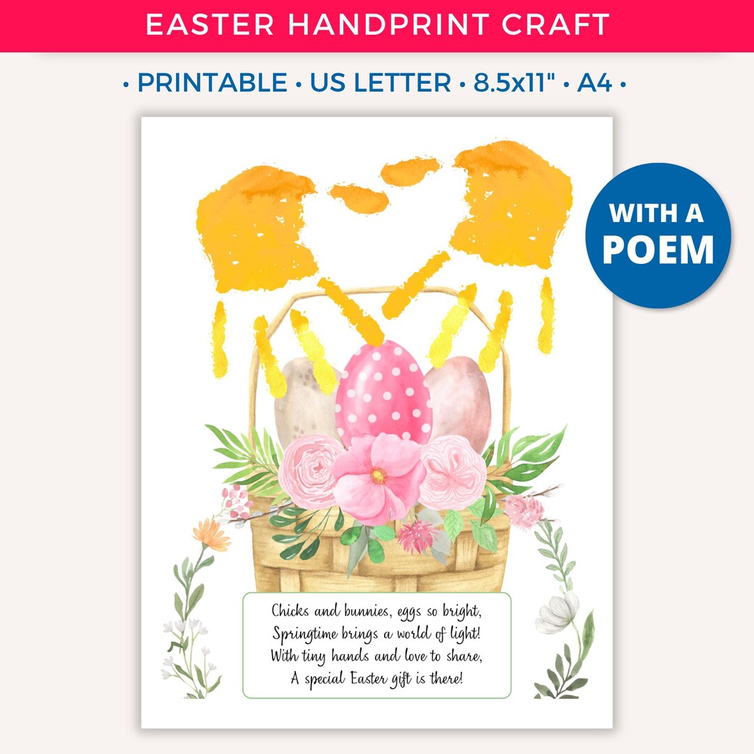 Easter Handprint Art, DIY Printable Craft for Kids, Toddler Keepsake ...