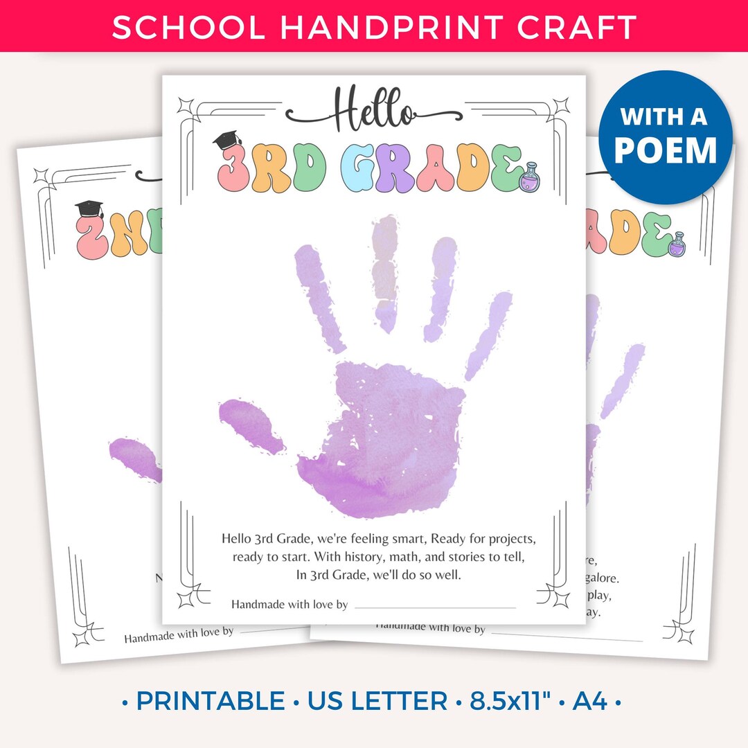 Happy First Day of School Handprint Printable Craft, Back to School ...