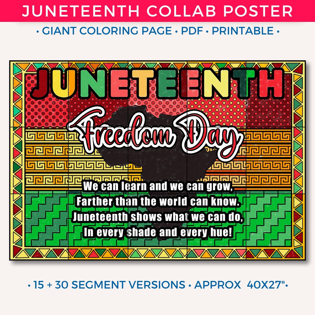 Juneteenth Collaborative Poster Printable Craft, Bulletin Board Art ...