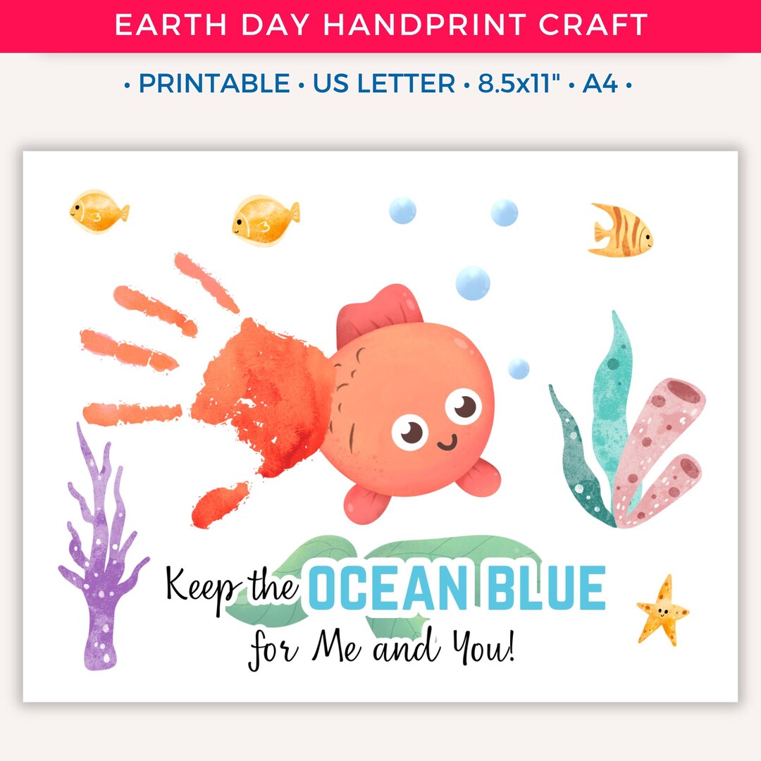 Earth Day Handprint Art Craft, Printable Earth Day Craft Activity for ...