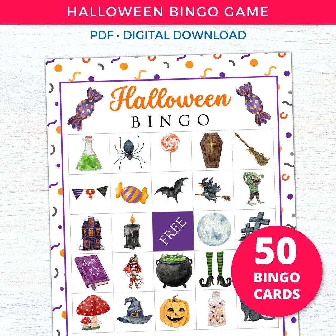 Halloween Bingo Cards, Halloween Party Game, Fun Bingo Printable ...